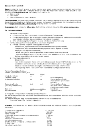Comprehensive Problem Topic 2 Bank Reconciliation and Proof of Cash ...