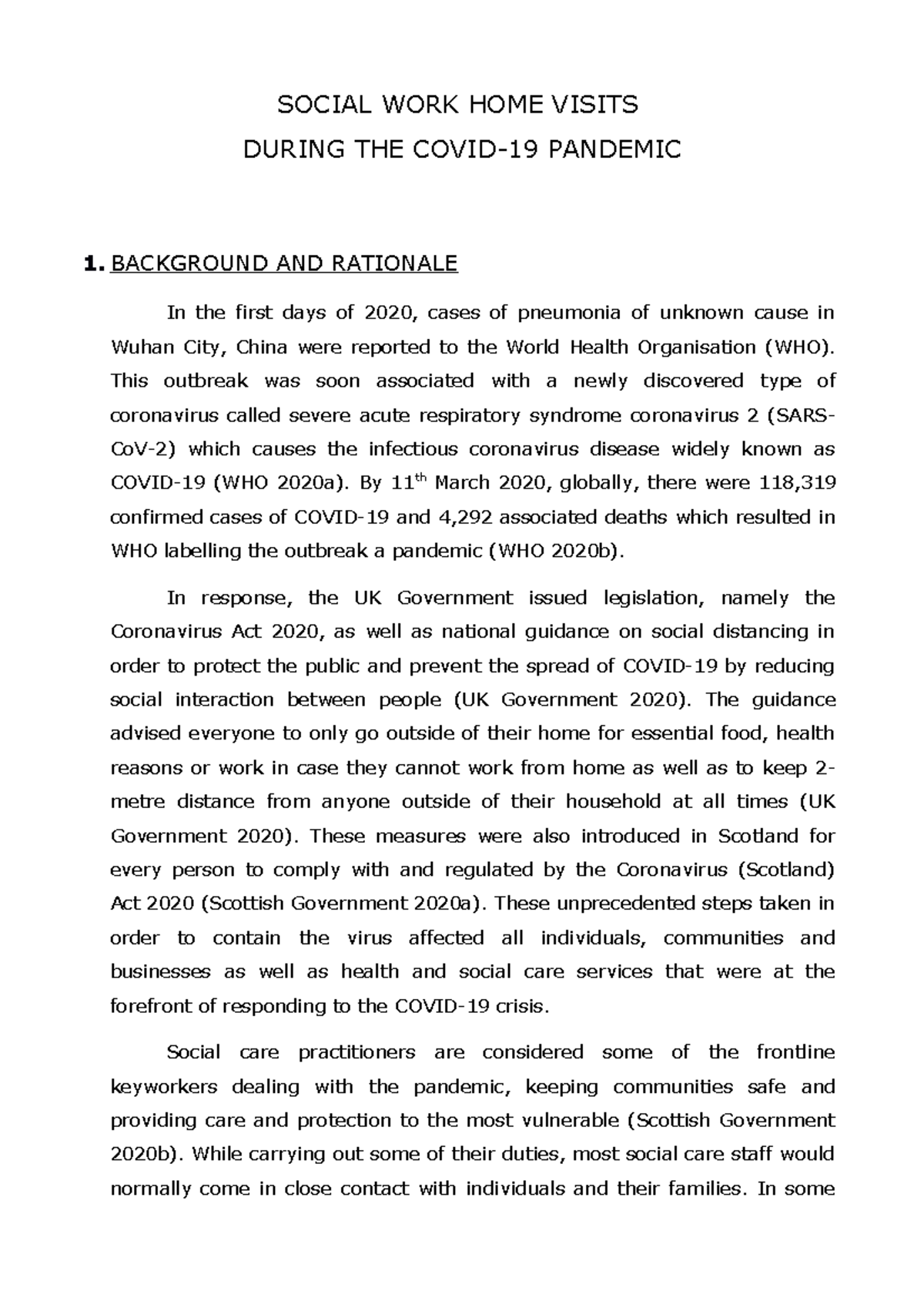 Social Work Home Visits during the COVID-19 Pandemic - SOCIAL WORK HOME ...