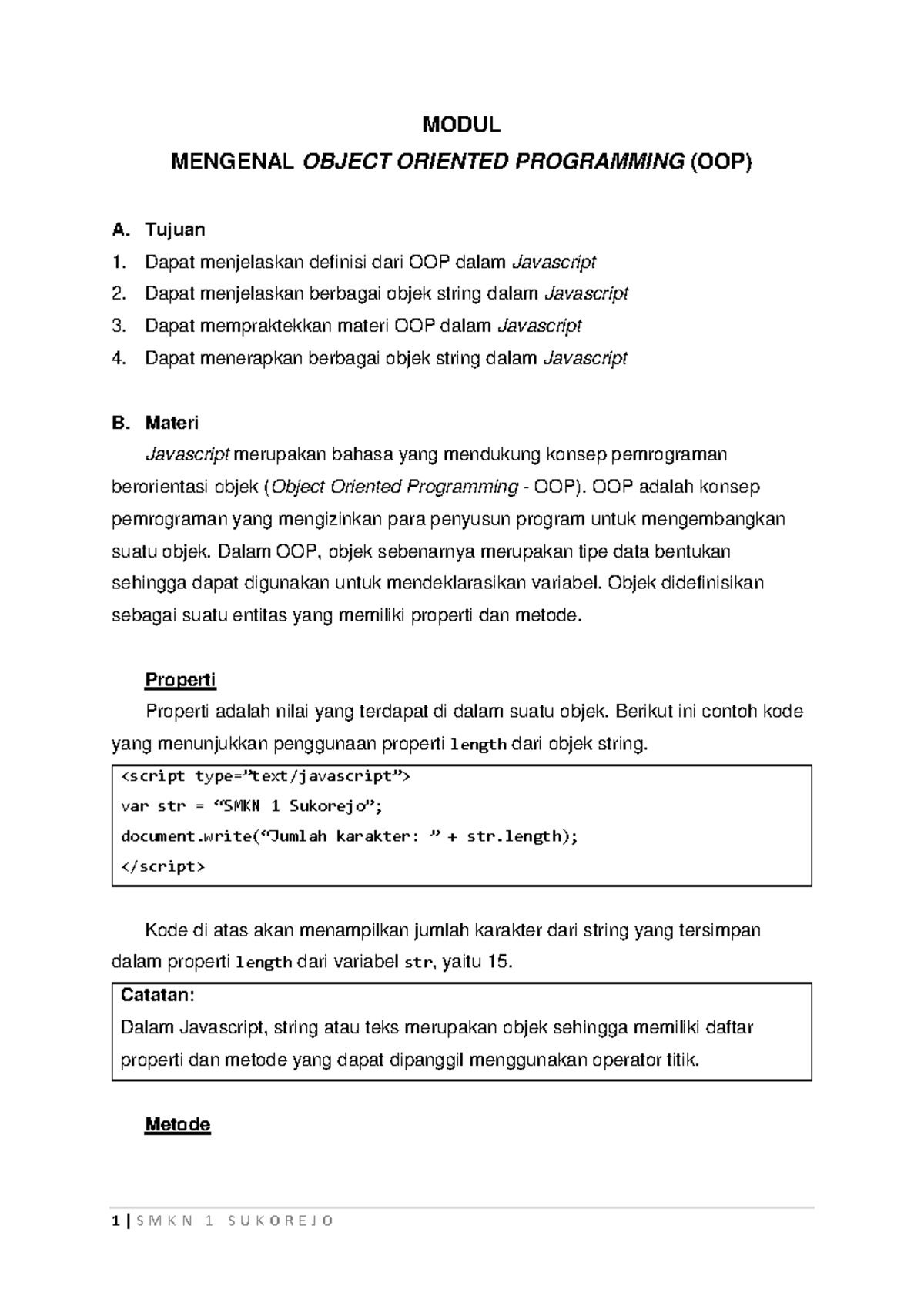 Modul 10 - Mengenal OOP - im sorry - MODUL MENGENAL OBJECT ORIENTED ...