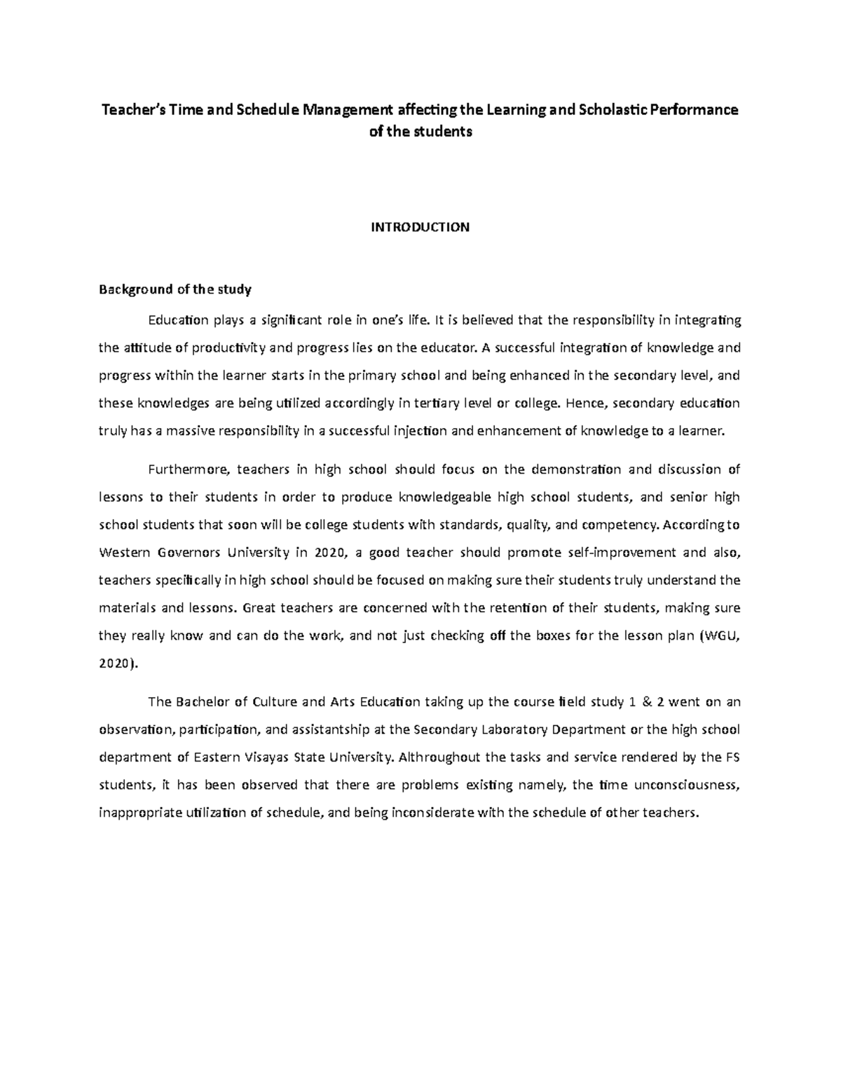 Classroom Based Action Research - Teacher’s Time and Schedule ...