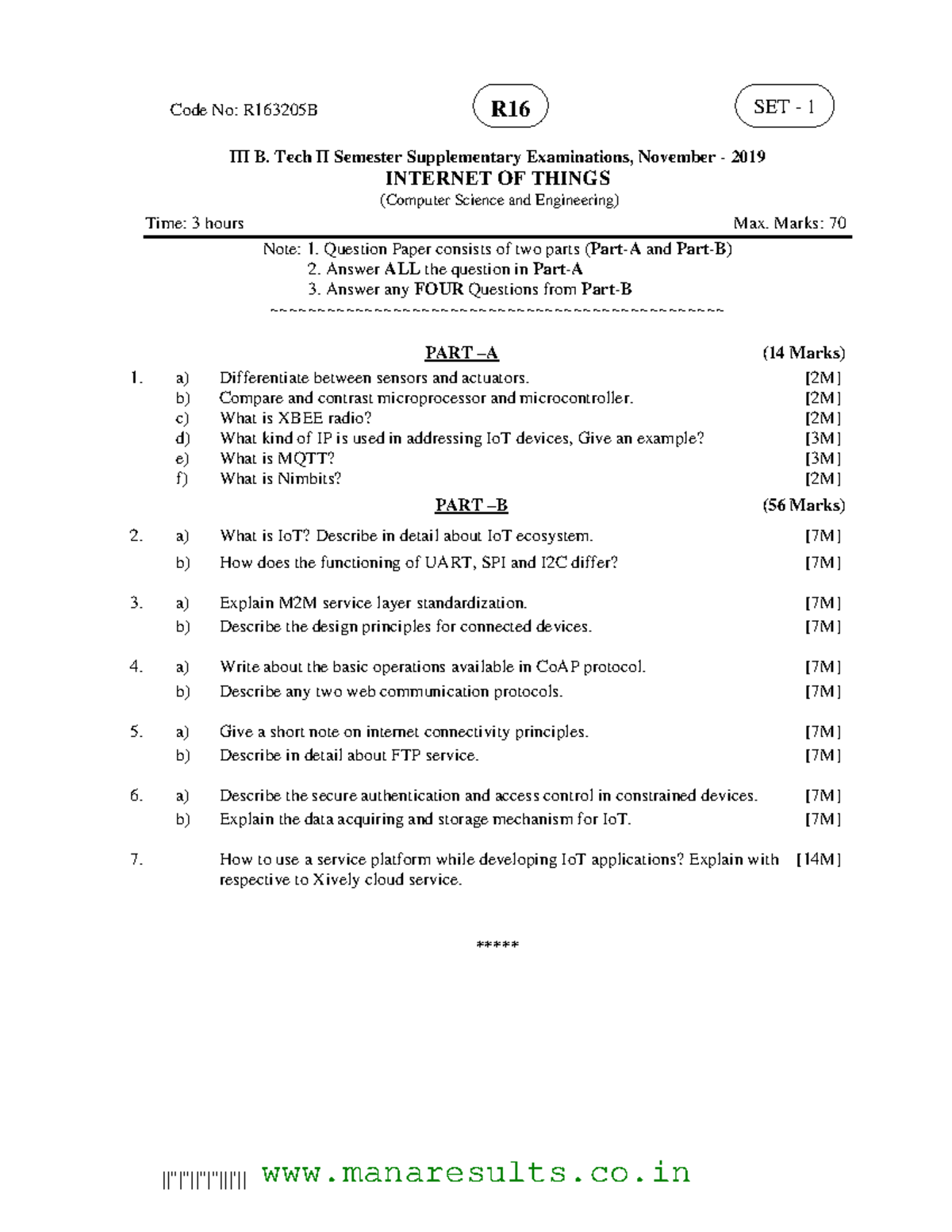 Iot paper 1 - ||''|''||''|''|||'|| III B. Tech II Semester ...