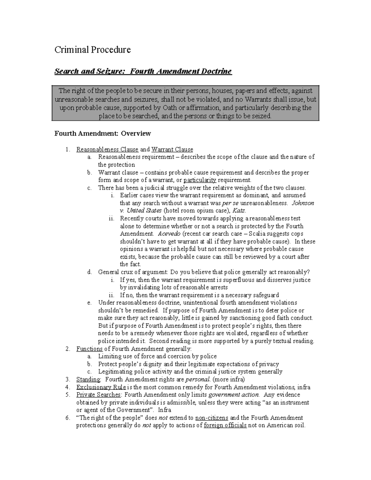 NYU CPI Outline - Summary criminal procedure - Criminal Procedure ...