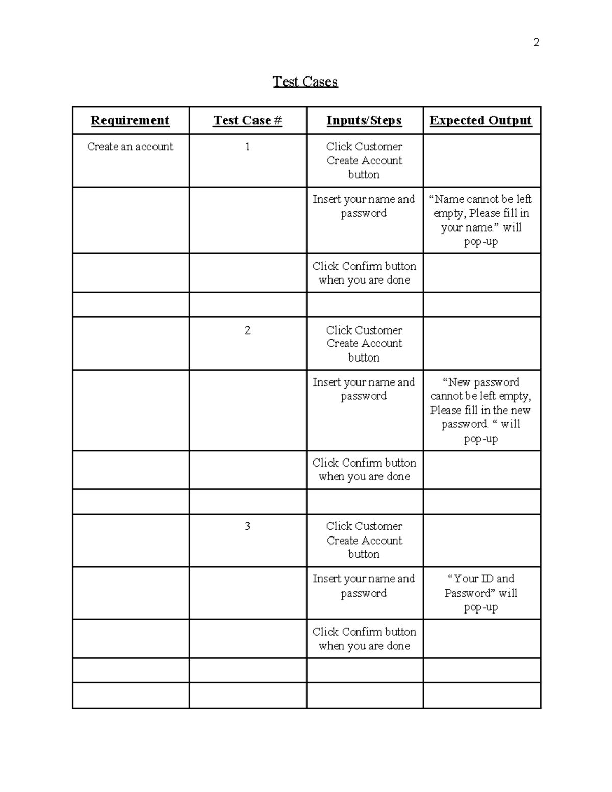Deliverable V - Test Cases Requirement Test Case # Inputs/Steps ...