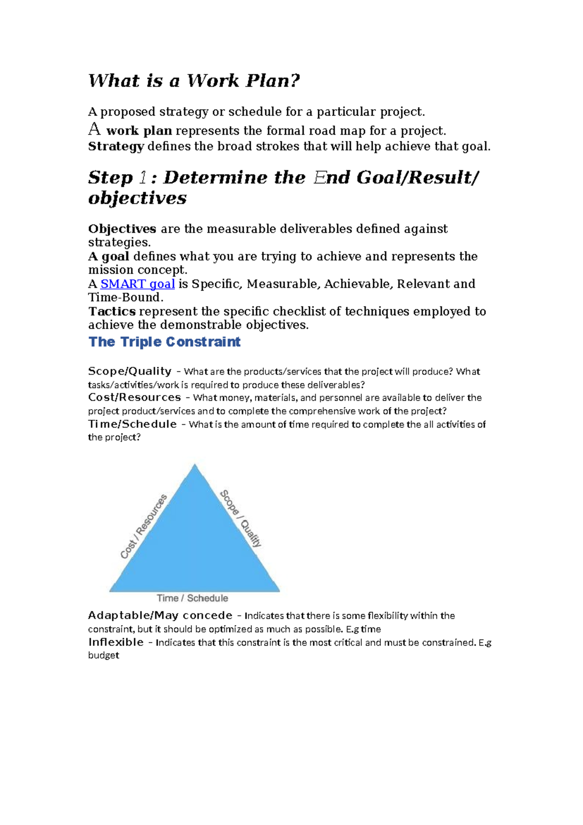 What is a Work Plan - none - What is a Work Plan? A proposed strategy ...