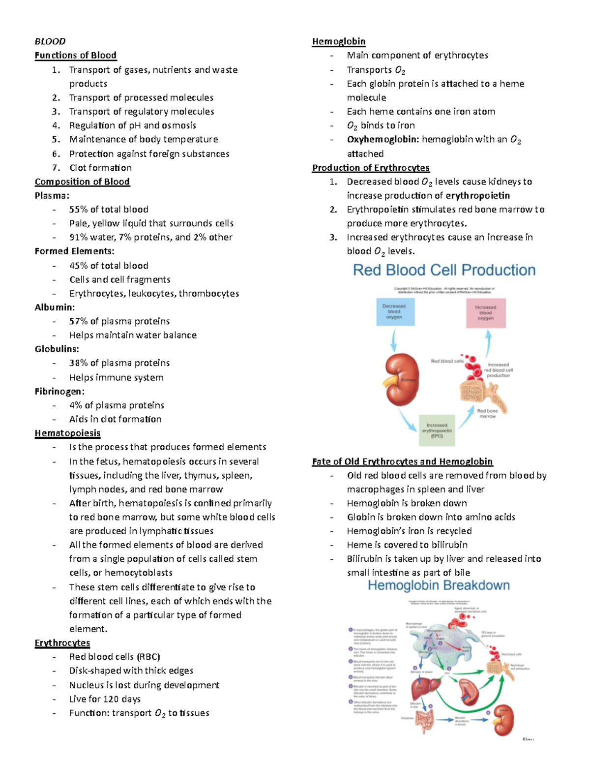 Blood Transes - notes - BLOOD Functions of Blood 1. Transport of gases ...