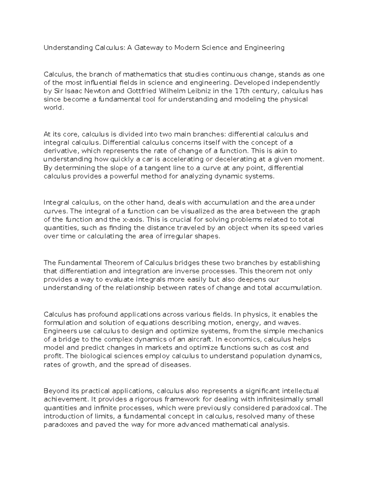 Understanding Calculus - Developed independently by Sir Isaac Newton ...