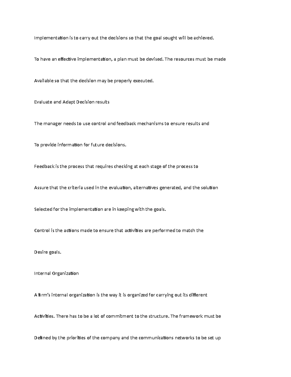 Doc13-implementation - Implementation is to carry out the decisions so ...