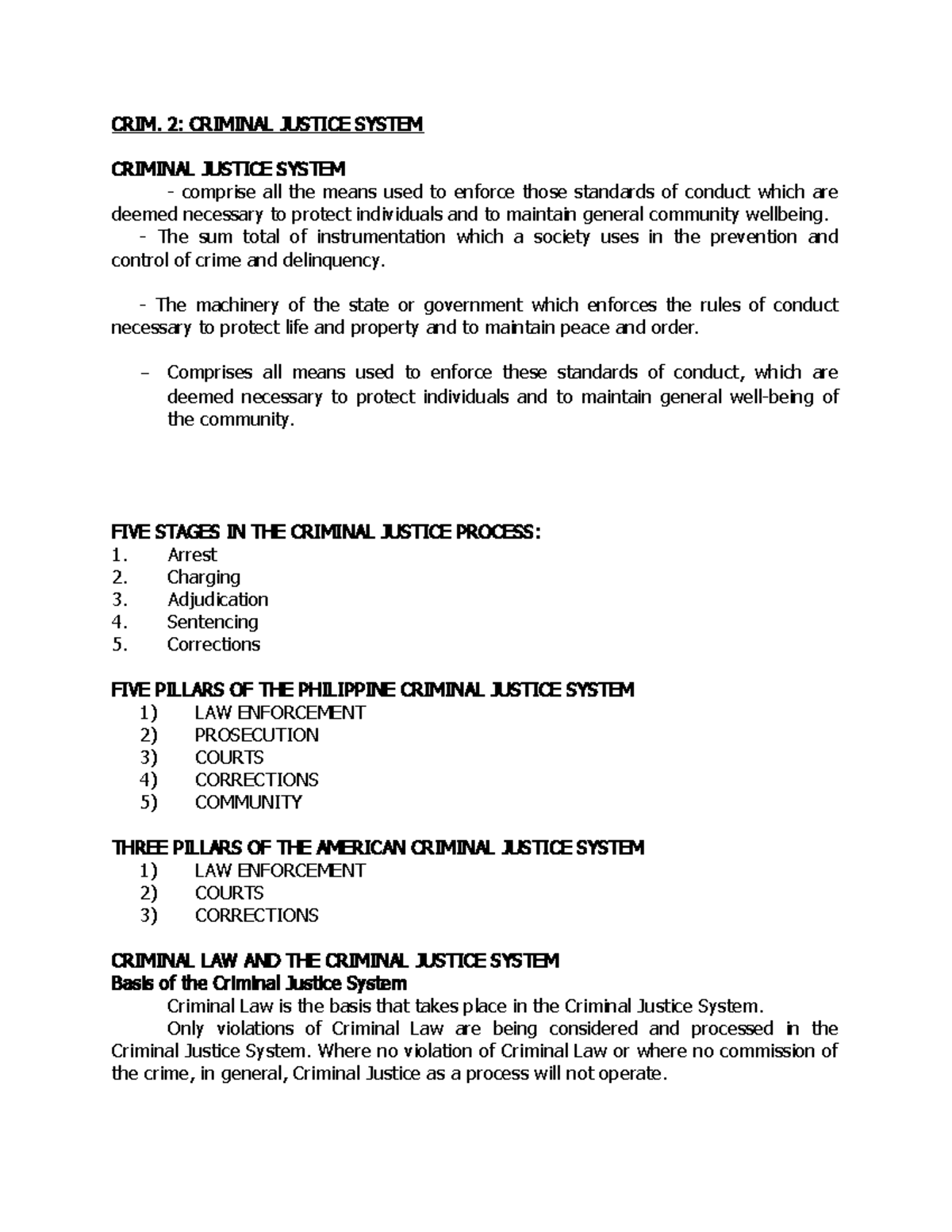 CRIM 2 Criminal Justice System - CRIM. 2 : CRIMINAL JUSTICE SYSTEM ...