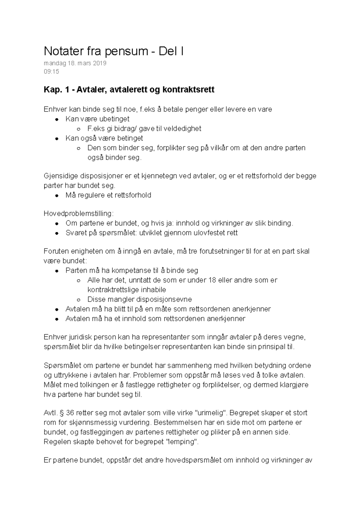 Notater fra pensum - Del I - Notater fra pensum - Del I mandag 18. mars 2019 09: Kap. 1 ...