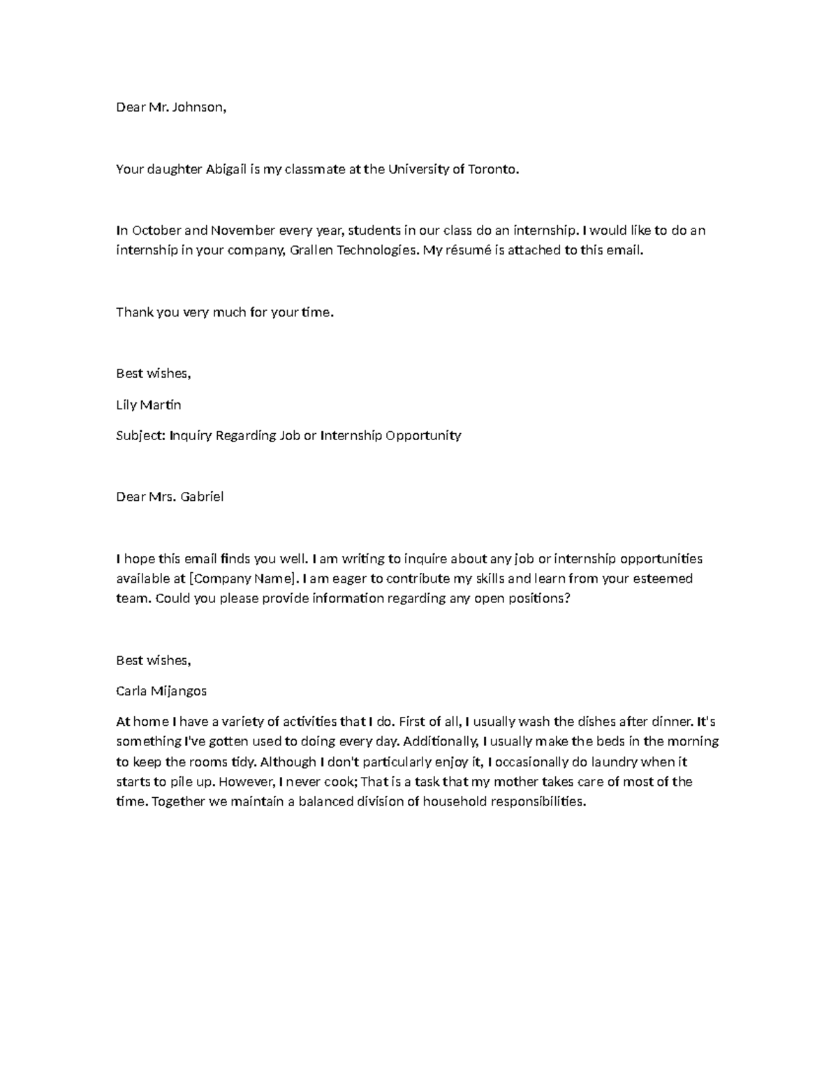 Dear Mr - Carta en ingles para pedir trabajo - Dear Mr. Johnson, Your ...