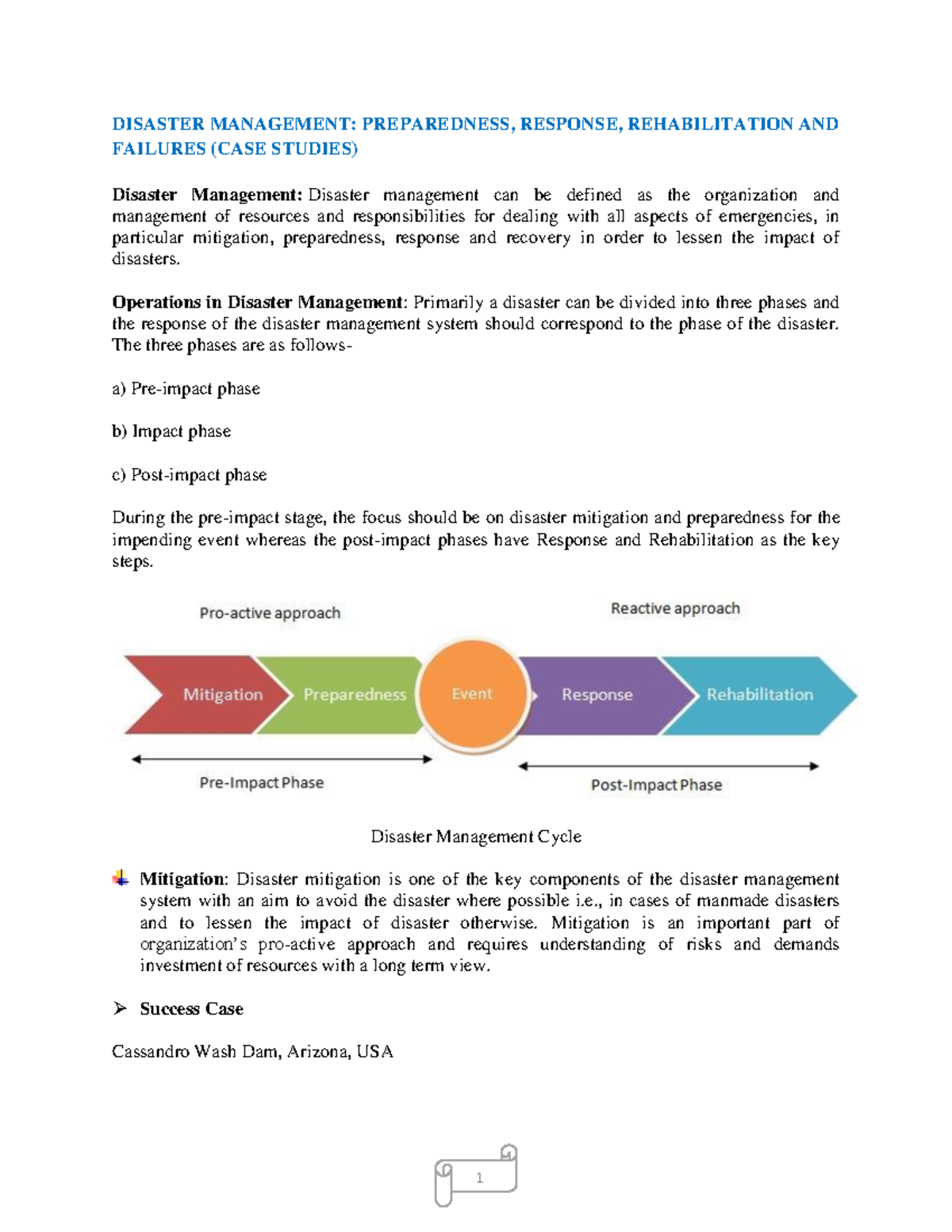 Disaster Management Preparedness, Response, Rehabilitation AND Failures ...