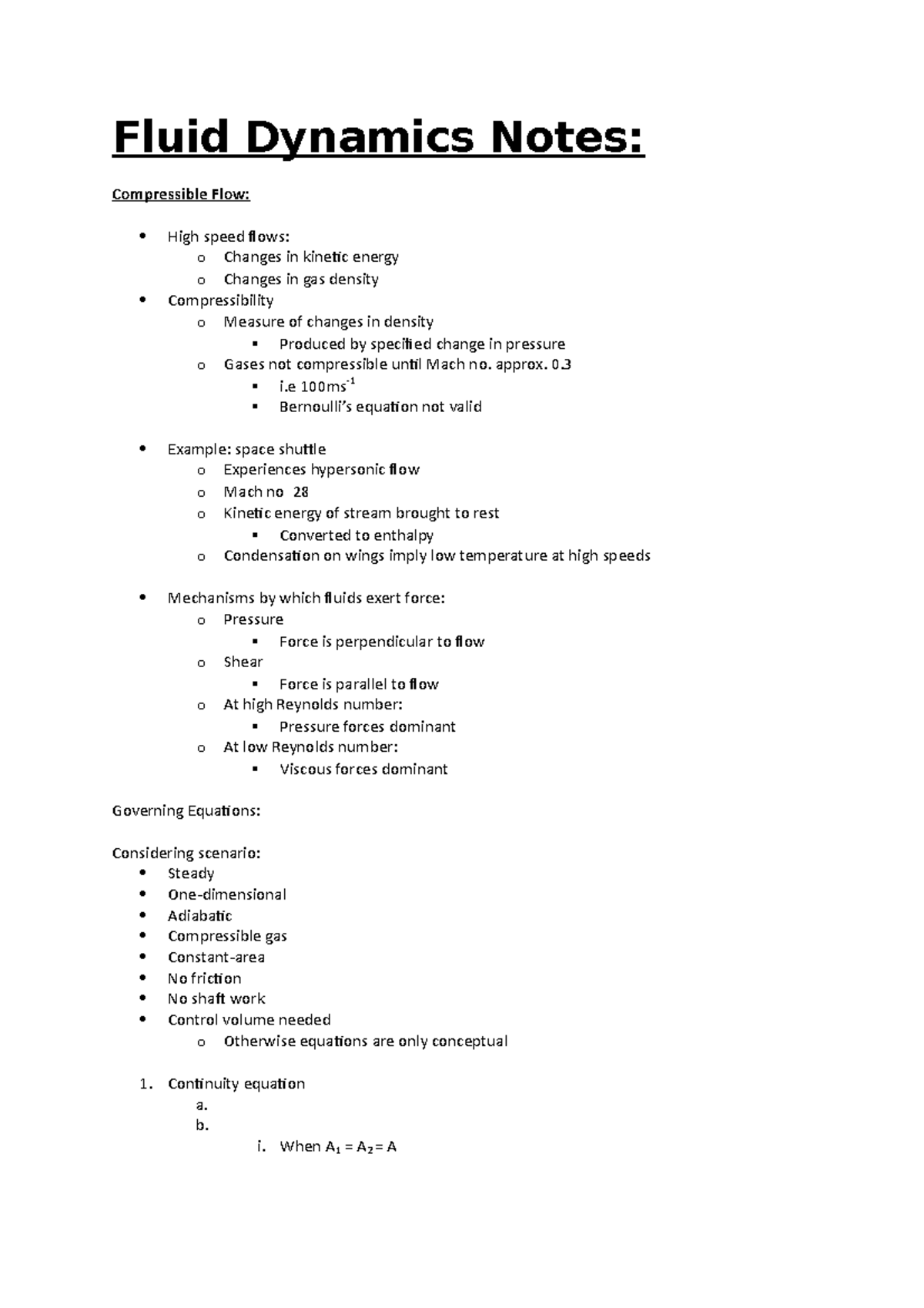 Fluid Dynamics Notes - Fluid Dynamics Notes: Compressible Flow: High ...