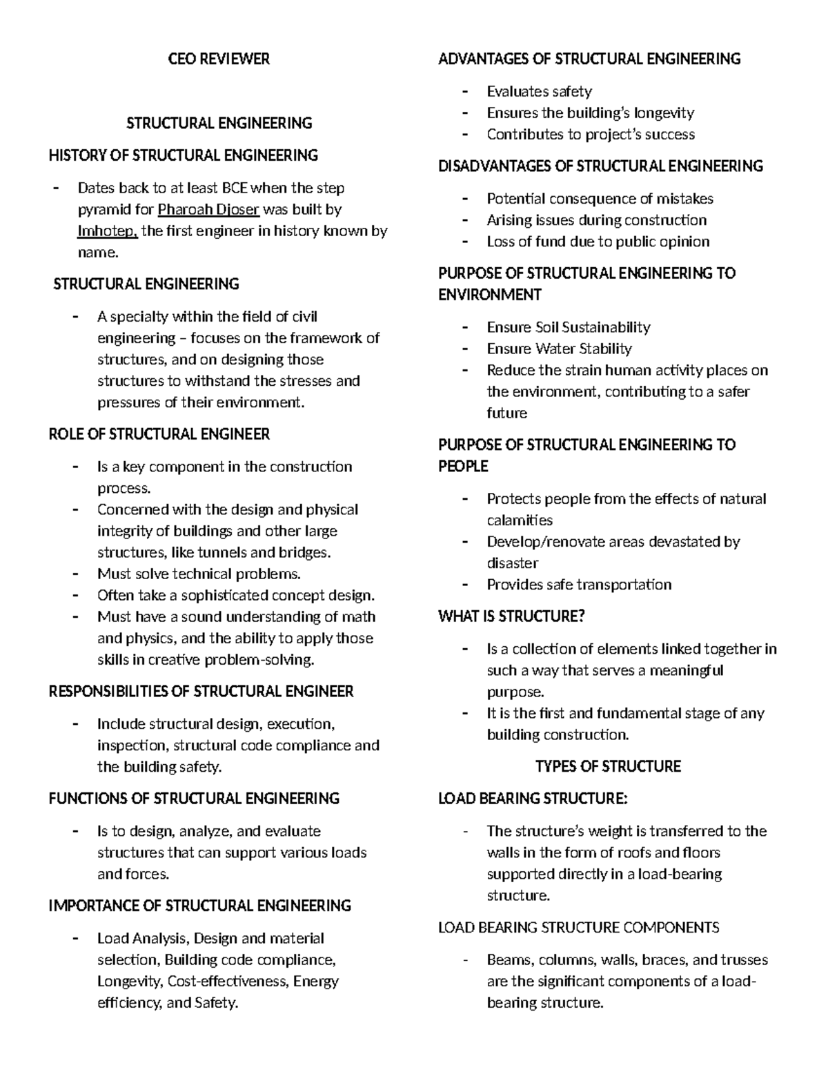 CEO Reviewer - CEO REVIEWER STRUCTURAL ENGINEERING HISTORY OF ...