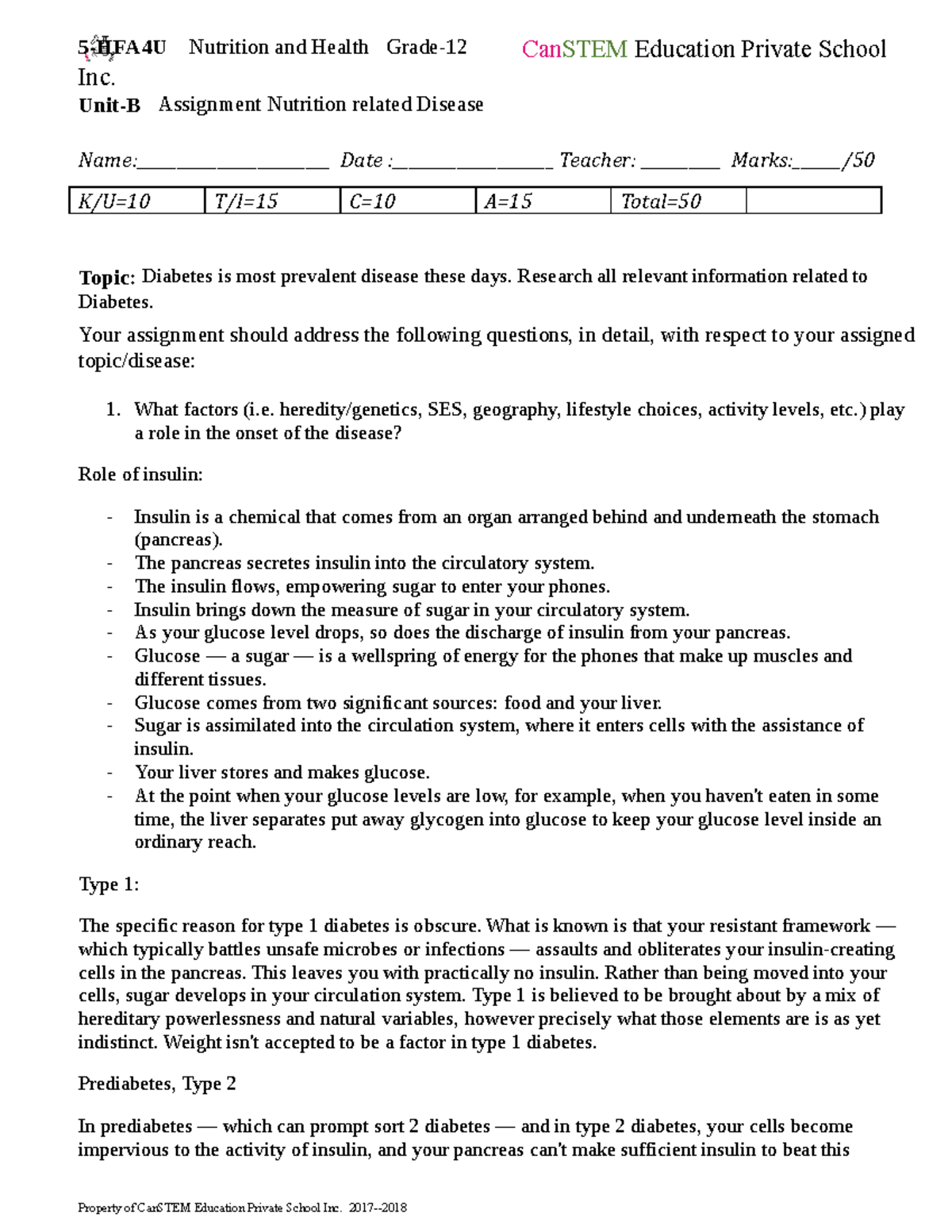 Copy of 5-Unit-B-Assignment on nutrient related disease - Inc. Unit-B ...