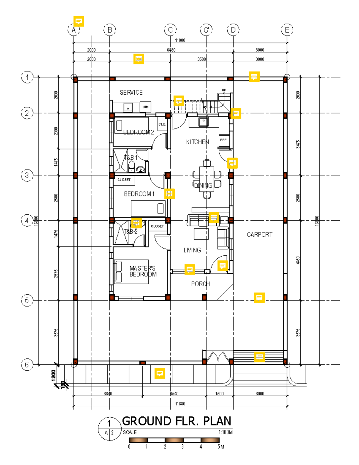 05 WEEK 8 Components OF A Floor PLAN -Model-2 - 0 1 2 3 4 5M A B C D E 4 5 6 2000 3380 3500 3000 ...