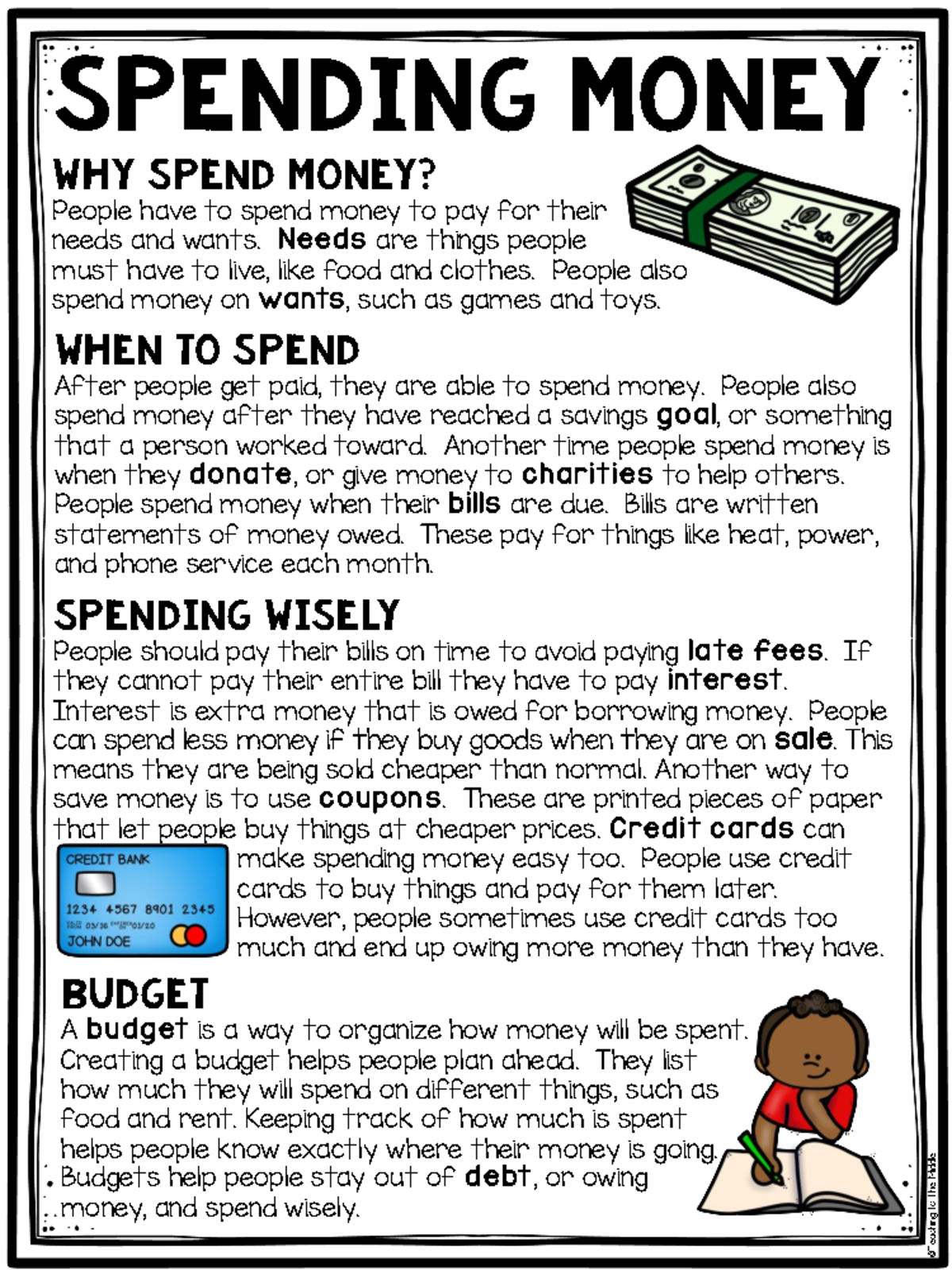 Financial Literacy Reading Comprehension Worksheet Spending Money-1 ...