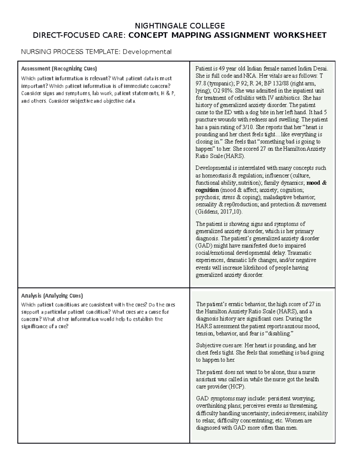 BSN 346 Developmental CM#3 - NIGHTINGALE COLLEGE DIRECT-FOCUSED CARE ...