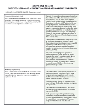 Concept Map #1 - NIGHTINGALE COLLEGE DIRECT-FOCUSED CARE: CONCEPT ...