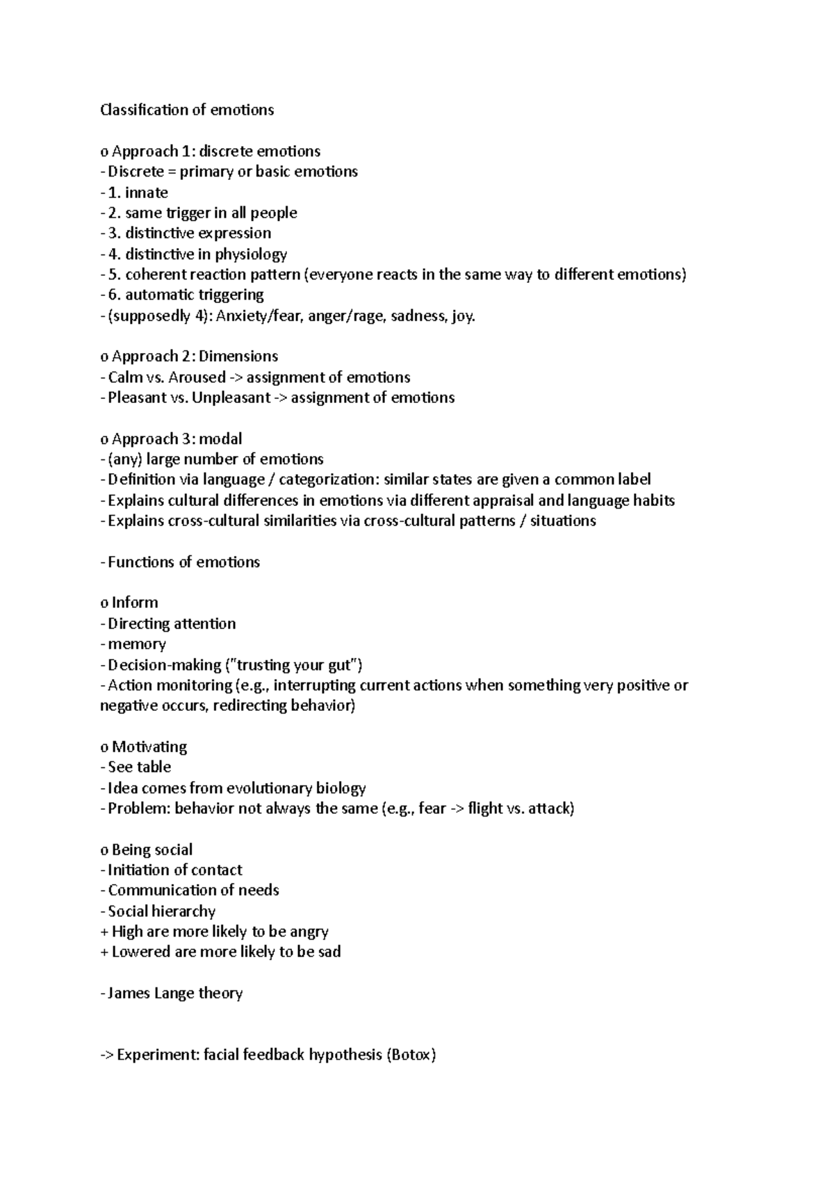 Classification of emotions - o Approach 2: Dimensions Calm vs. Aroused -> assignment of emotions ...