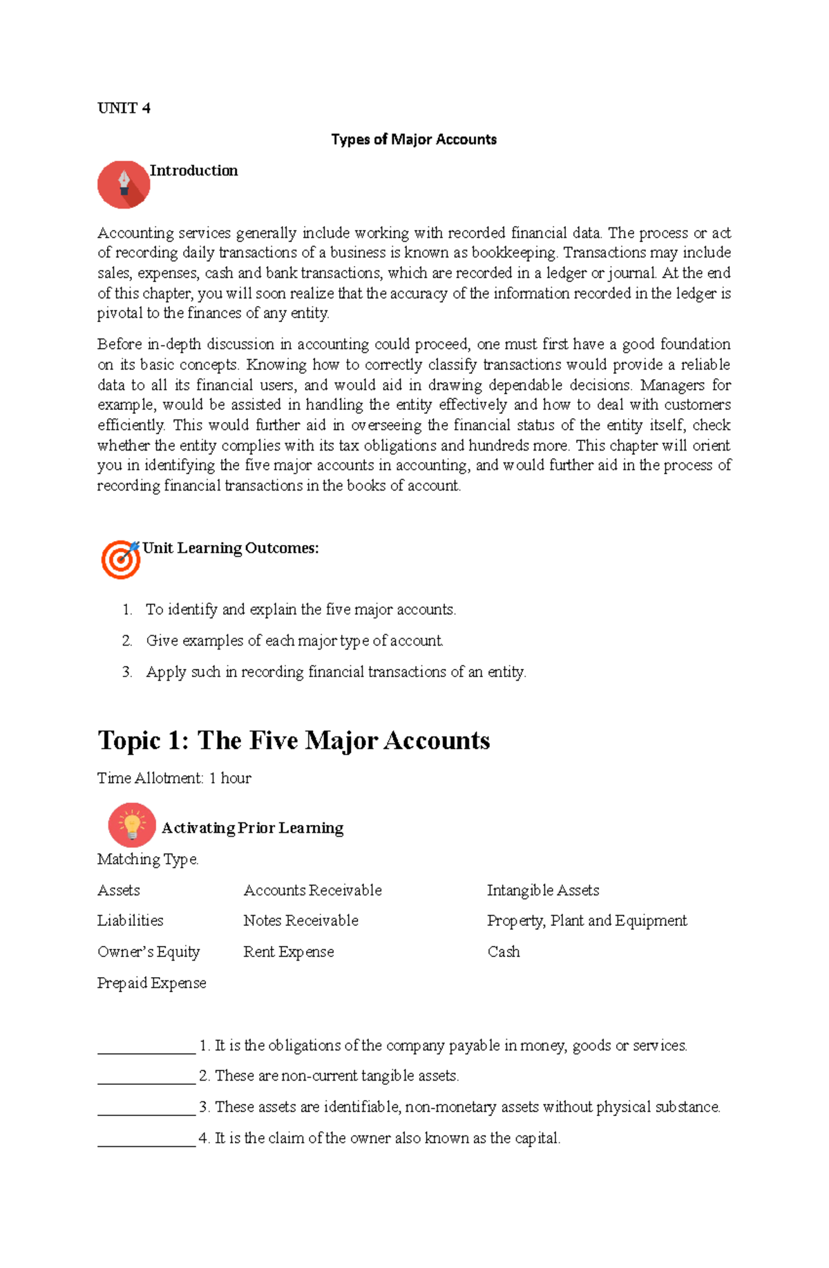 4 - FINANCIAL ACCOUNTING AND REPORTING LECTURE AND ACTIVITY MATERIAL ...