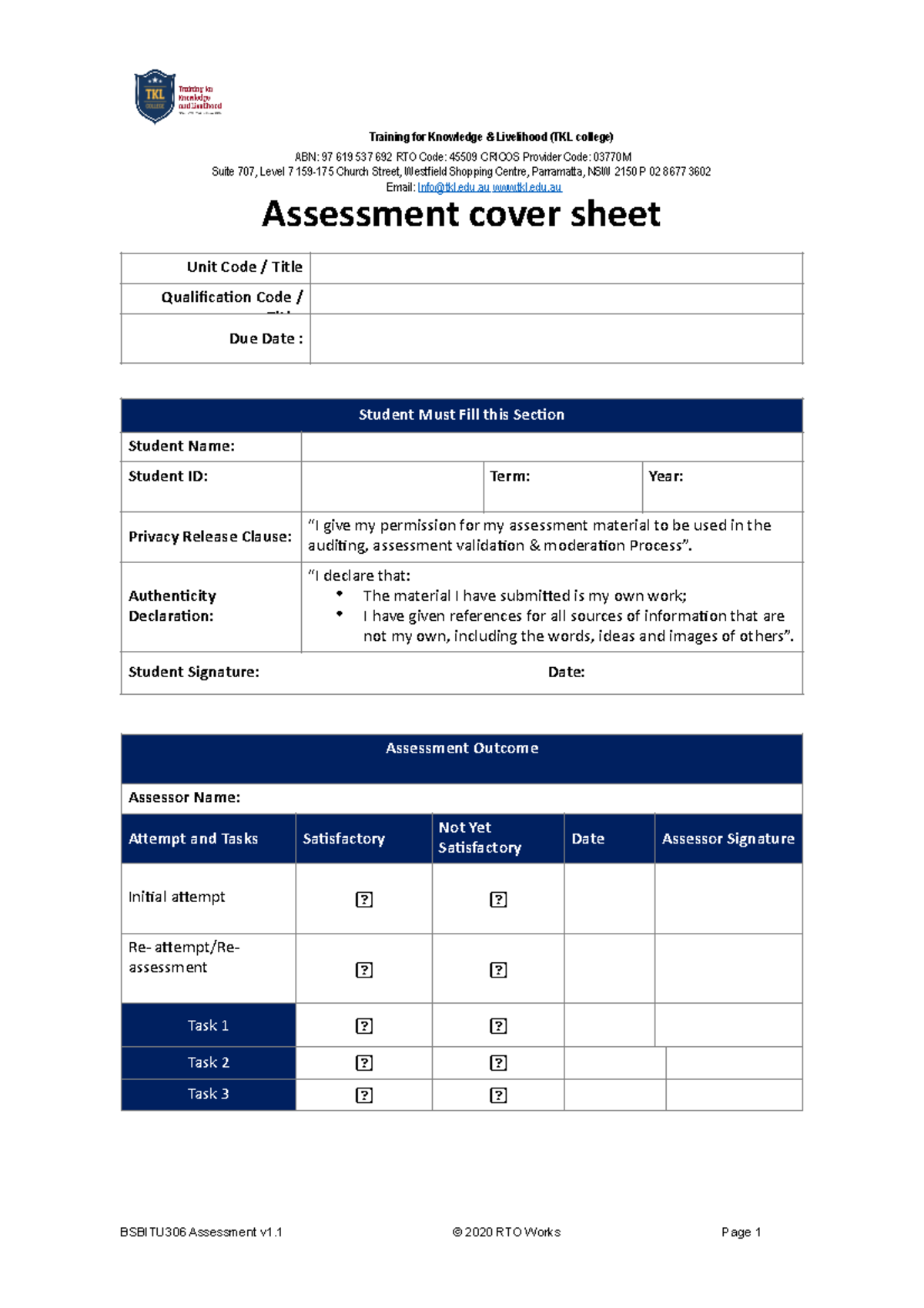 Bsbitu 306 Student Assessment Tasks 2 - ABN: 97 619 537 692 RTO Code ...