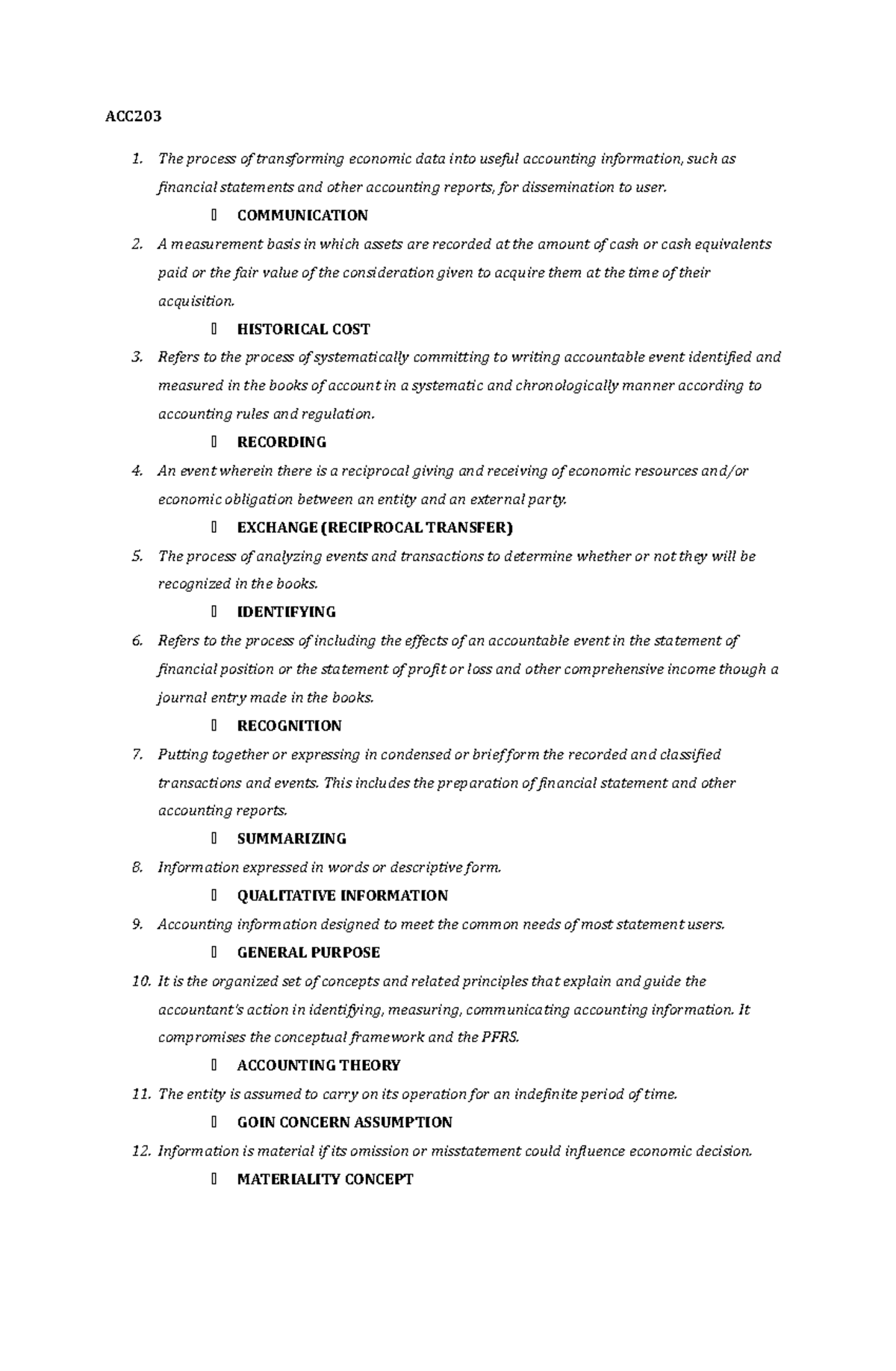 ACC203 Financial Accounting Report - Bachelor of Science in Accountancy ...