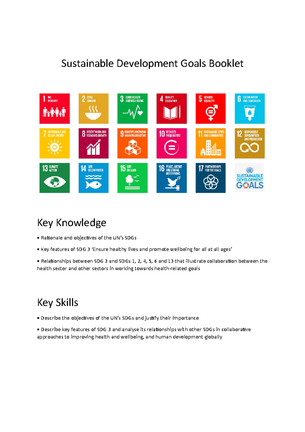 Sustainable Development Goals Booklet - Examples for improved human ...