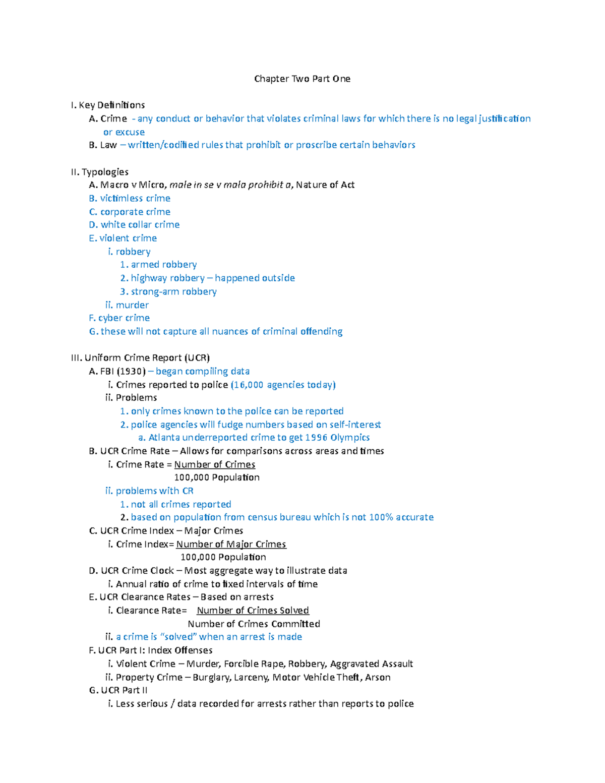 Chapter 2 Outline (A) - These are notes from the class that came ...