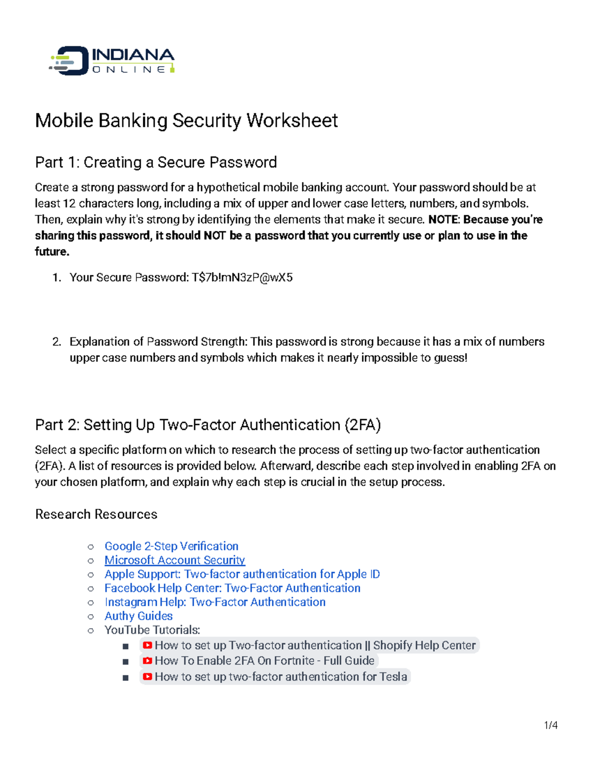 Copy of Mobile Banking Security Worksheet - Mobile Banking Security ...