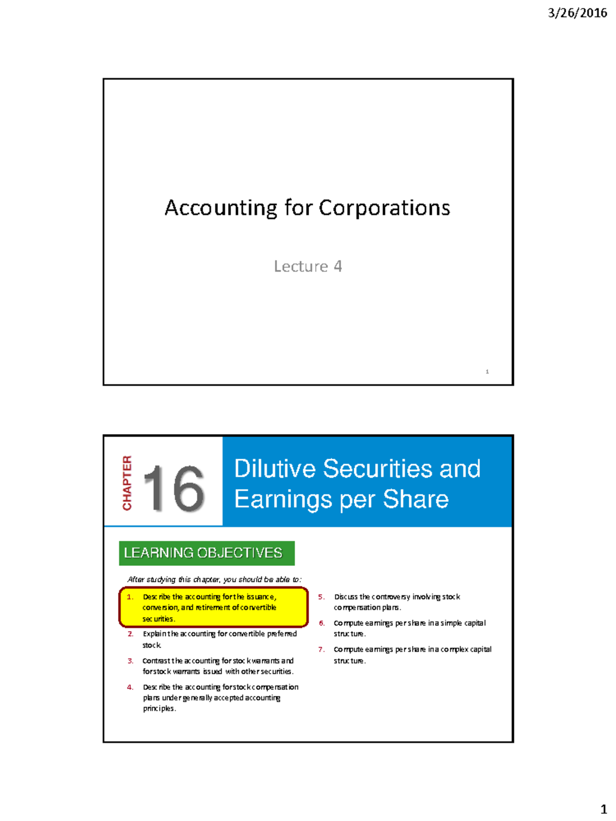 Accounting for Corporations- Lecture 4 - Discuss the controversy ...
