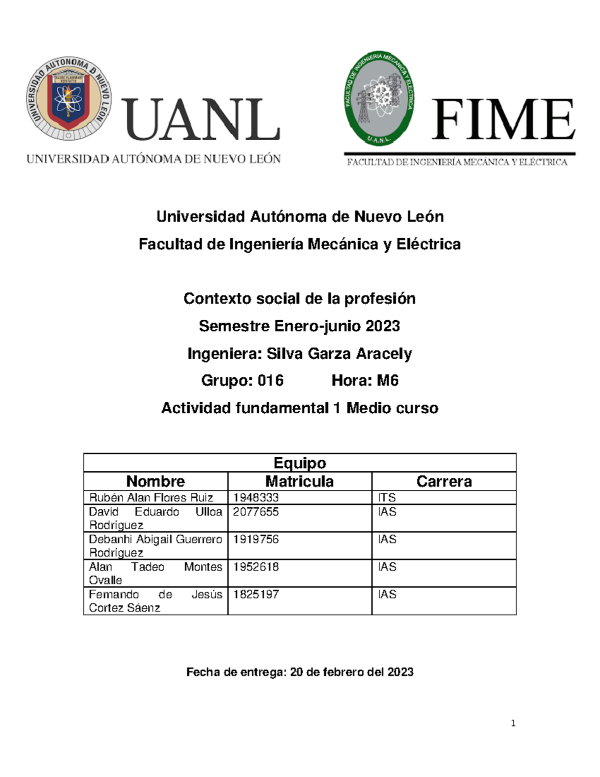 AF1-Equipo 2 - Anonimo - Universidad Autónoma de Nuevo León Facultad de ...