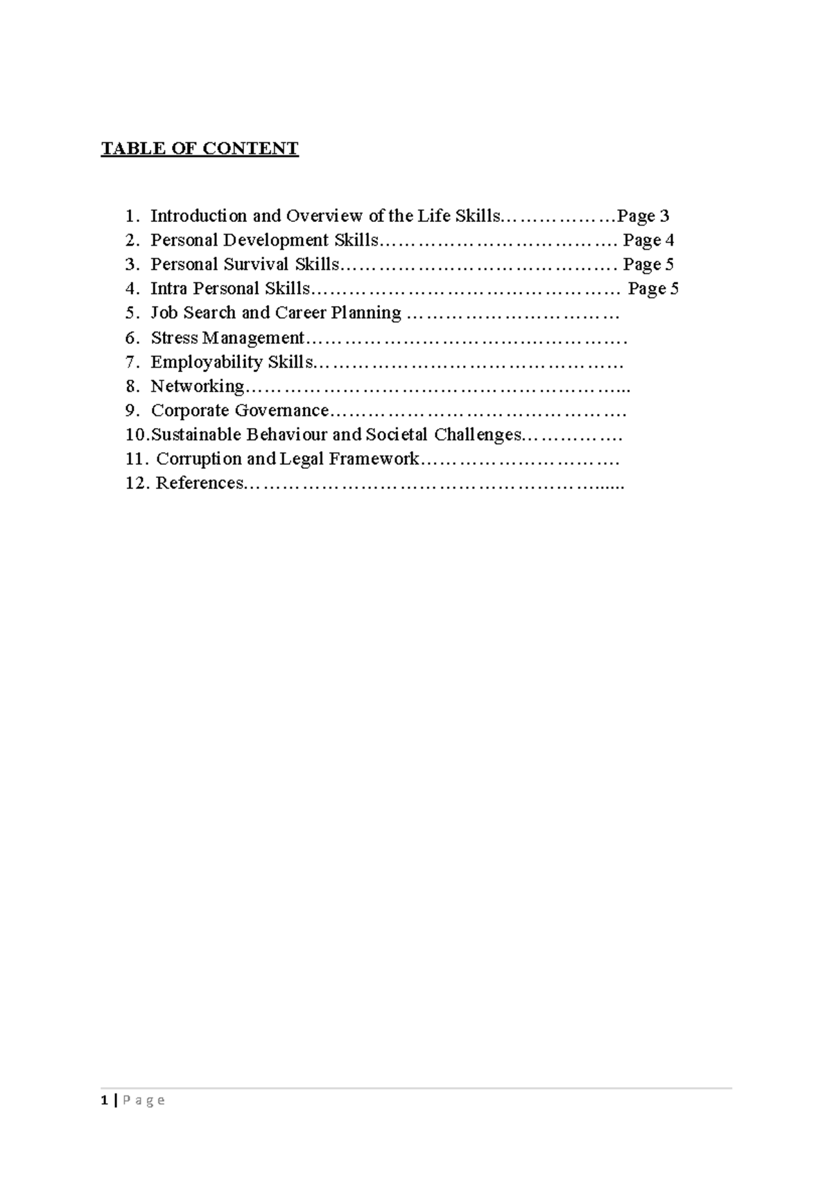 Life skills group assignment 2 - TABLE OF CONTENT 1. Introduction and ...