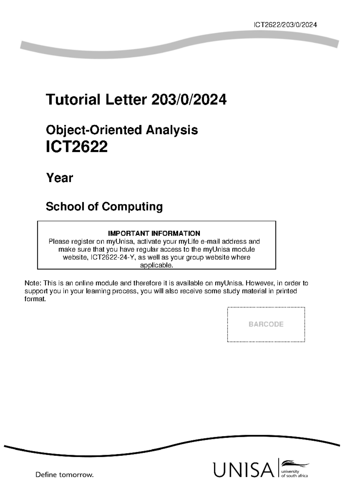 ICT2622 - 2024 Assignment 2 - Solutions - ICT2622/ 203 / 0 /20 24 Tutorial Letter 203 / 0 / 2024 ...