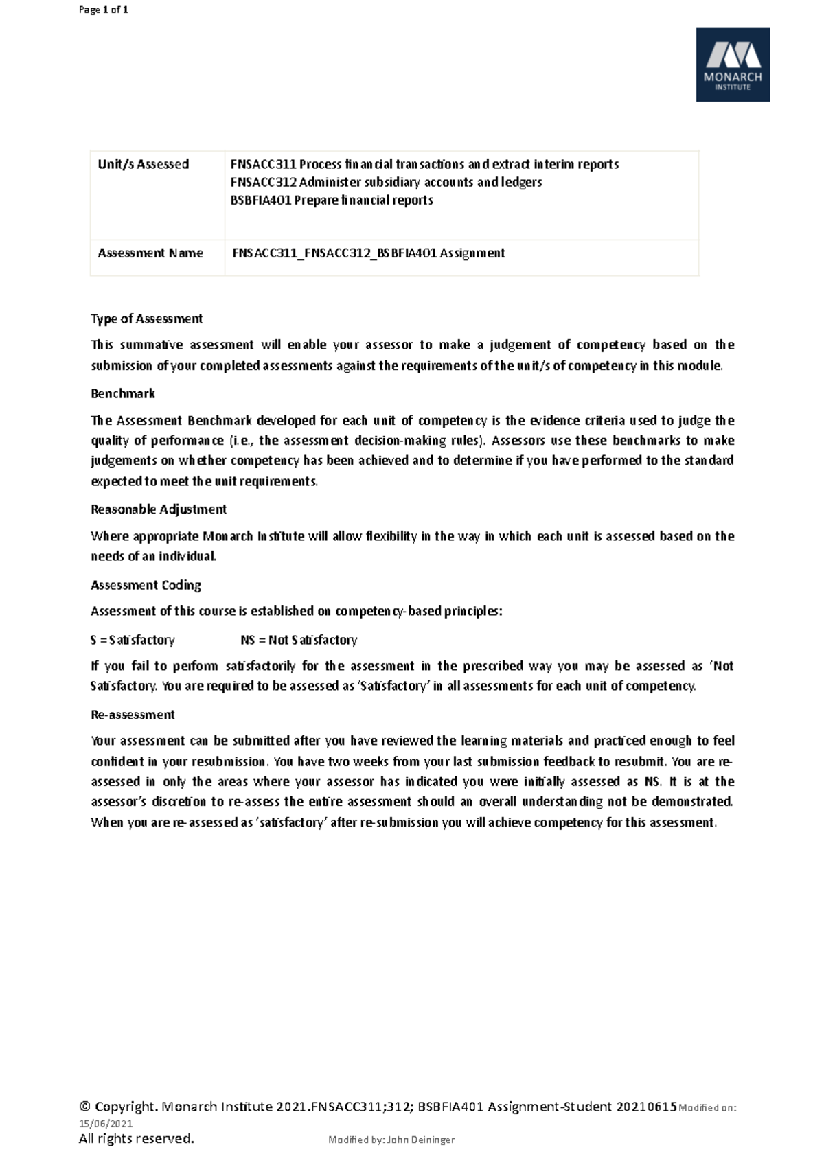 HD-2509525 Fnsacc 311;312; Bsbfia 401 Assignment-Student 20210615 3[650 ...