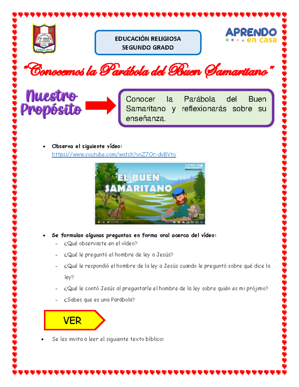 Conocemos la Parábola del Buen Samaritano - “Conocemos la Parábola del ...