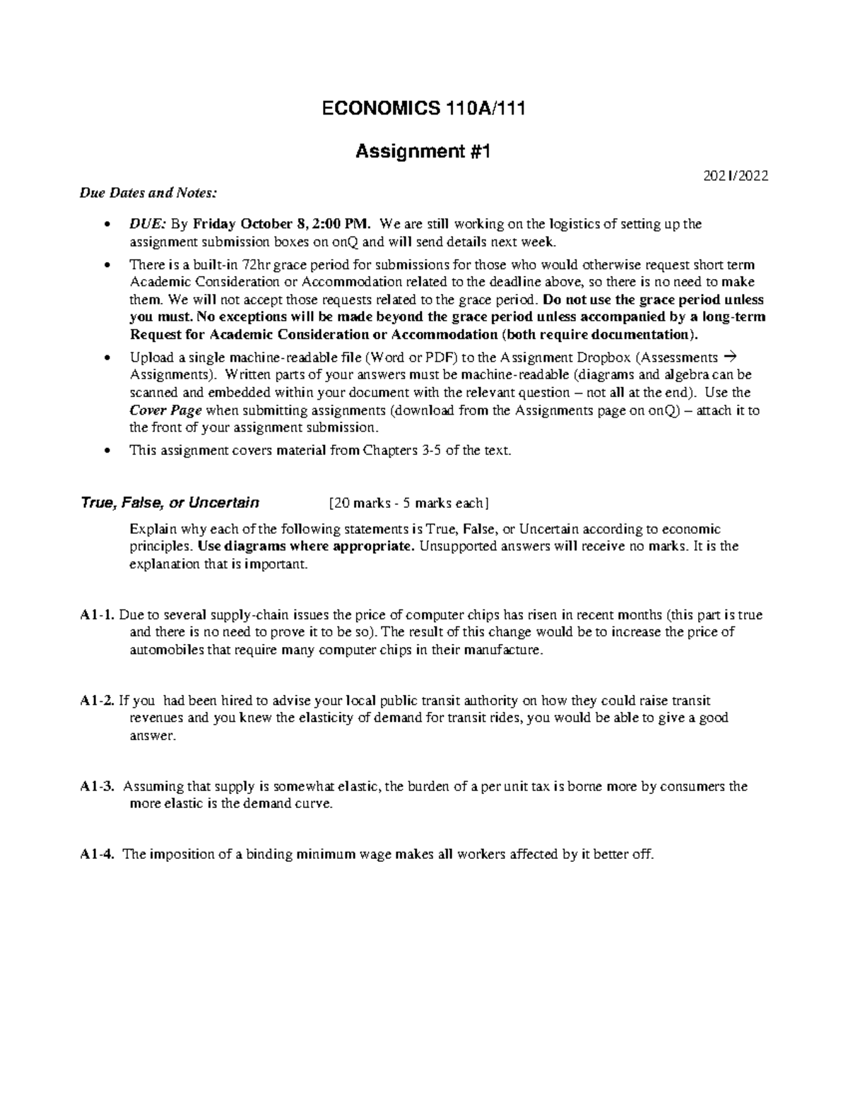 econ111 microeconomics assignment 1 academic year: 2021/2022 - Econ 111 ...