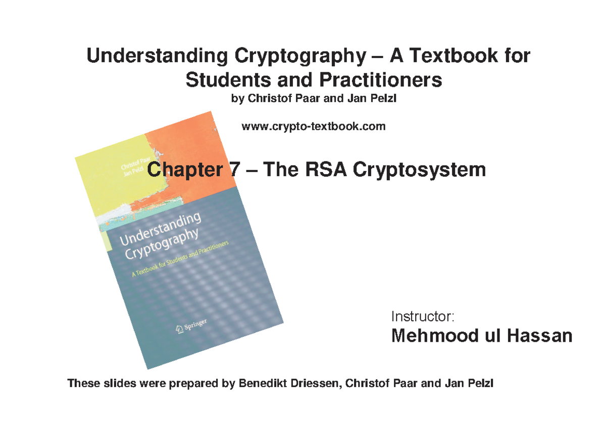 Cryptography Chptr 7-The RSA Cryptosystem - Understanding Cryptography ...