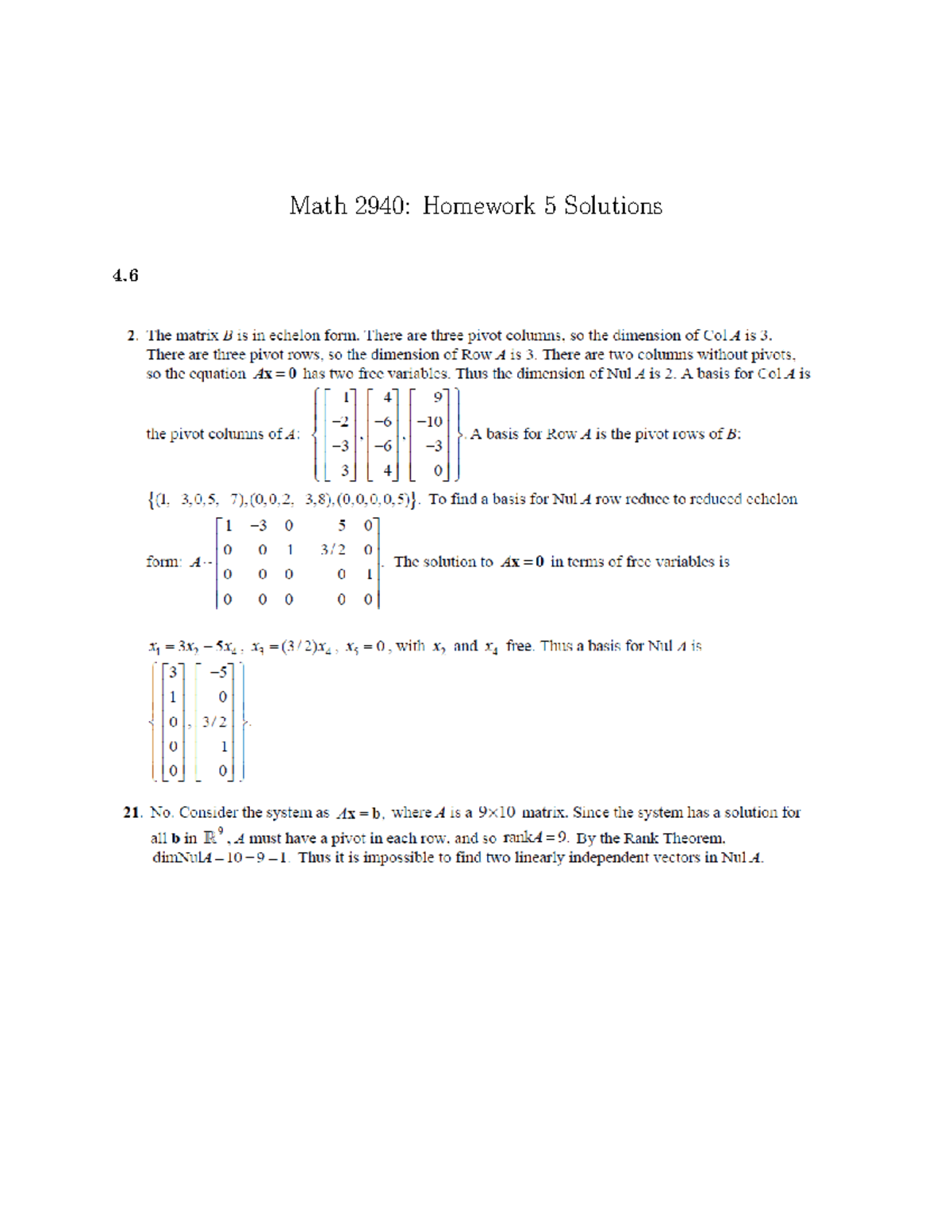 Hw5-sol - Homework Assignments Solution from Math 2940 by Professor ...