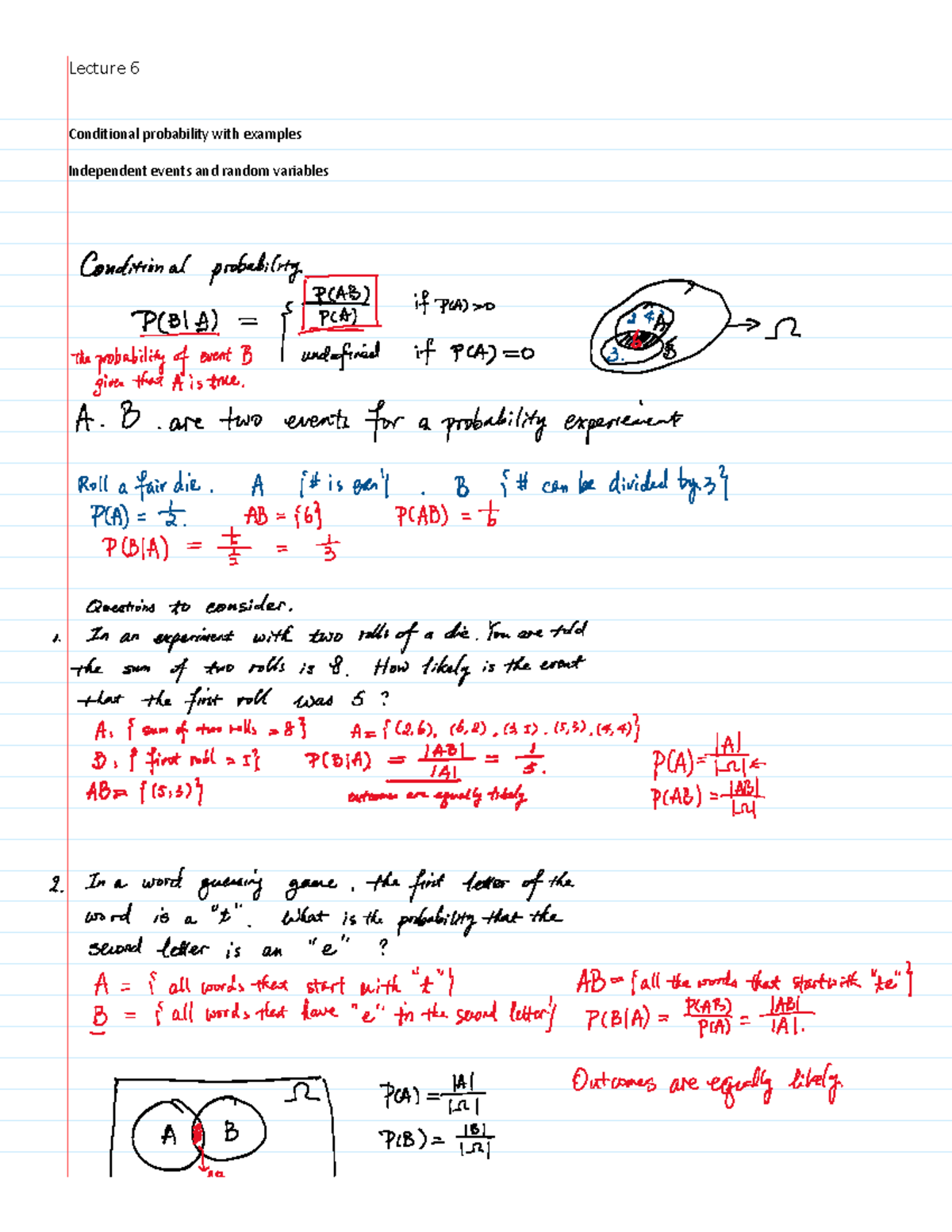 Lecture 6b - ECE 313 - Conditional probability with examples ...
