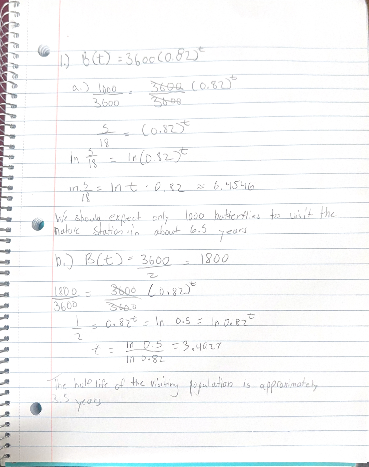 Written assignment 14 - MATH 1533 - 1.) B(t) 3600 a.) 3600 (0) 3600 ...