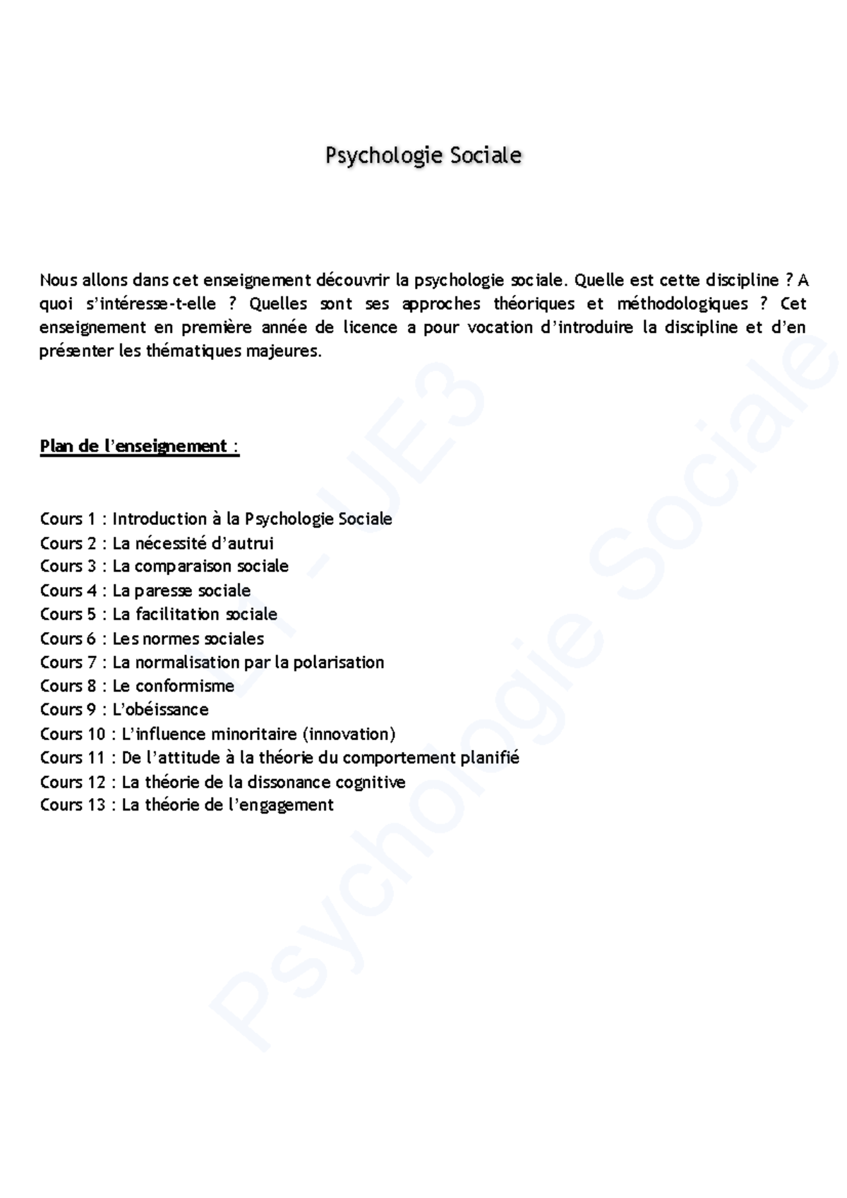 Psychologie Sociale L1 - Warning: TT: undefined function: 32 Psychologie Sociale Nous allons ...