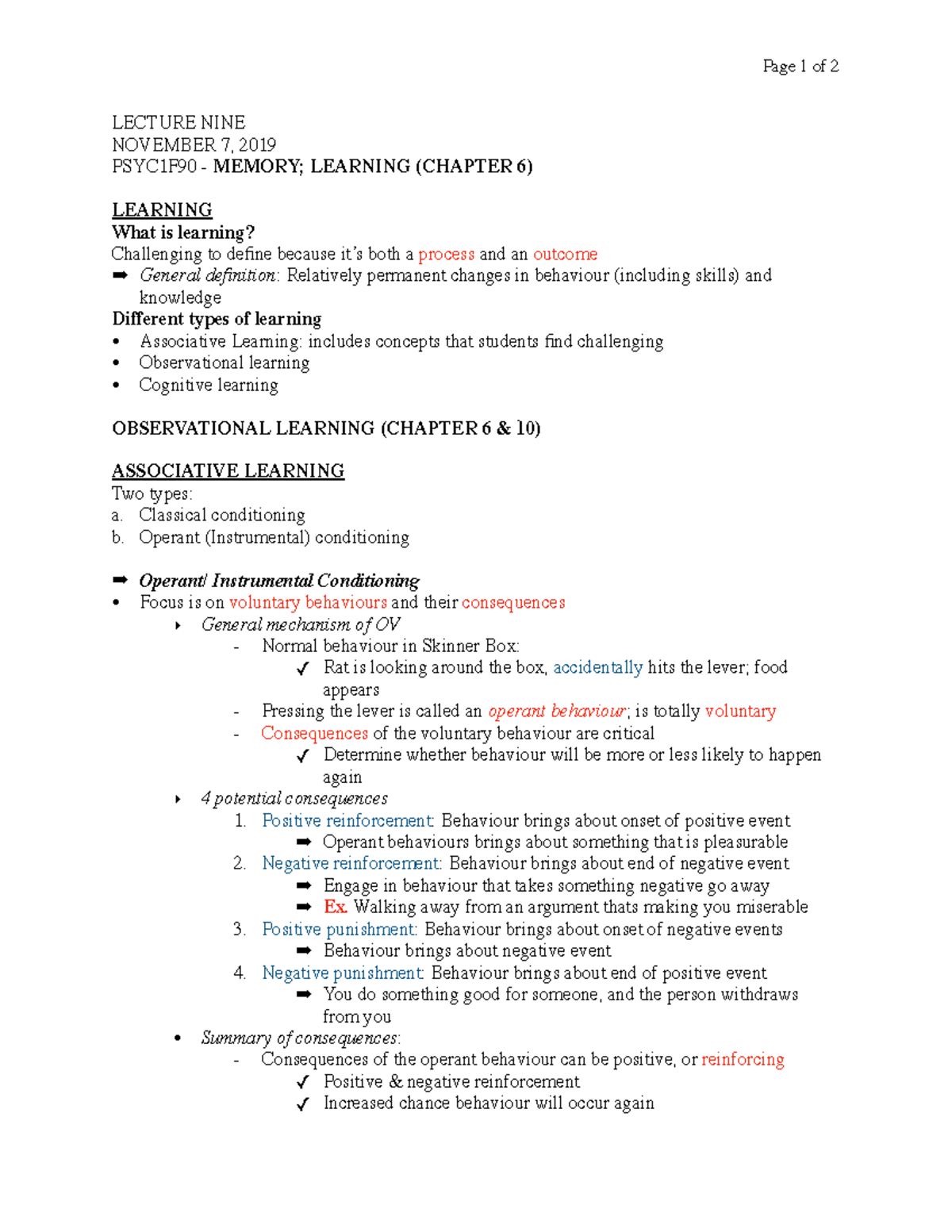 Lecture 9 Nov 7 2019 Psyc1f90 Brocku Studocu