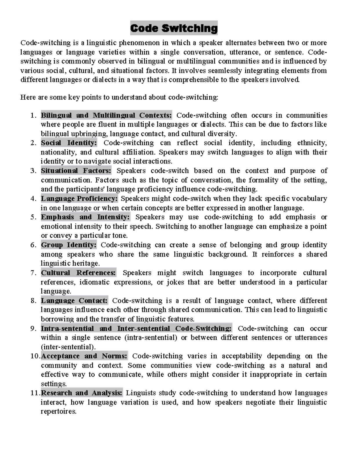 1. Code switching - Code Switching Code-switching is a linguistic ...