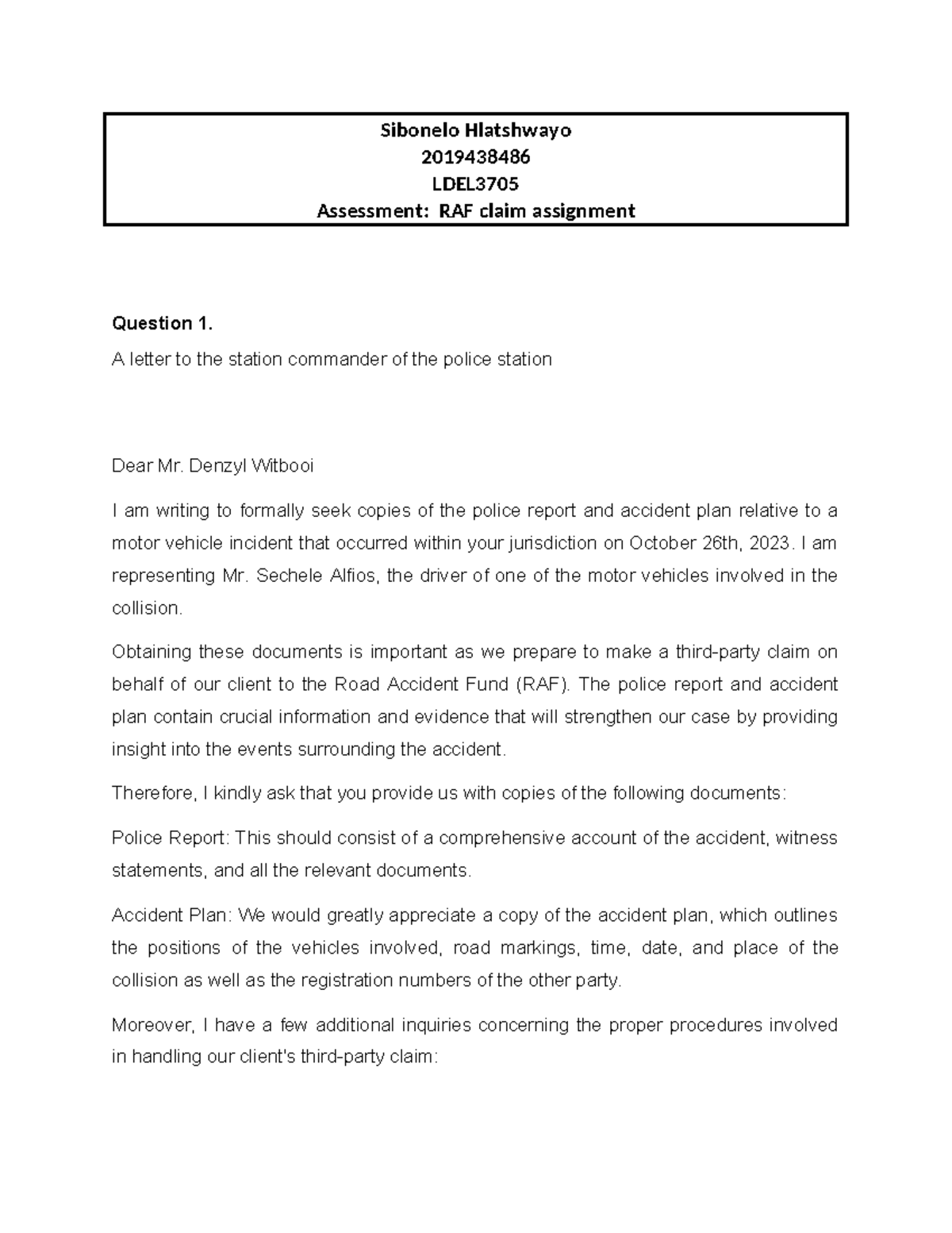 Sibonelo Hlatshwayo- RAF Claim - Sibonelo Hlatshwayo 2019438486 LDEL ...