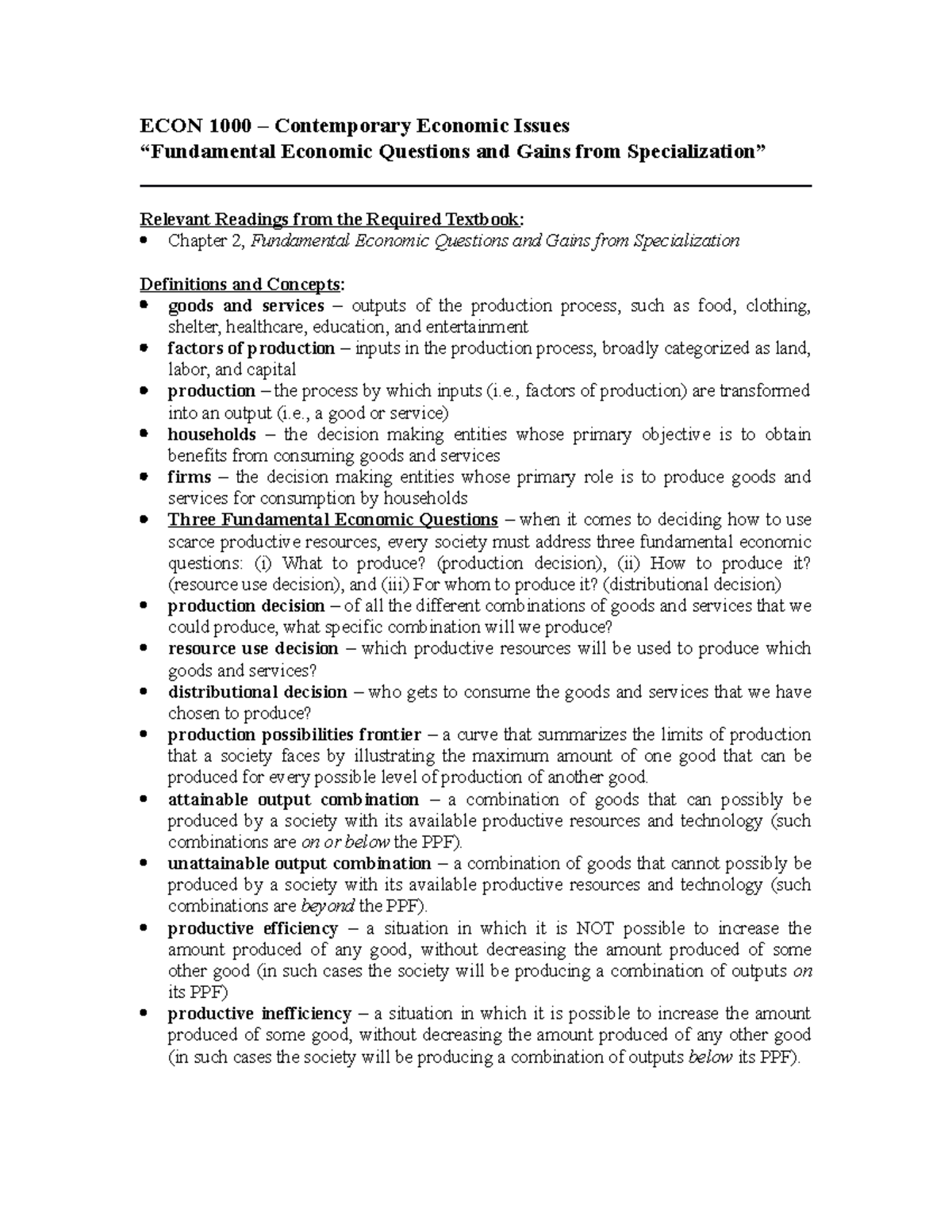 ECON 2 WKST - worksheet answers - ECON 1000 – Contemporary Economic ...