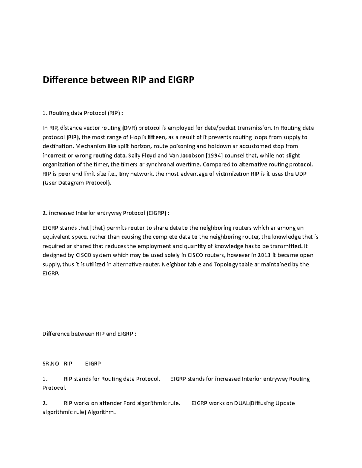 Difference between RIP and Eigrp - Difference between RIP and EIGRP ...