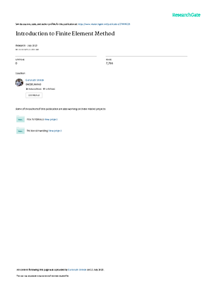 Basic concept of fem - Lecture - Chapter 1. Introduction I. Basic ...