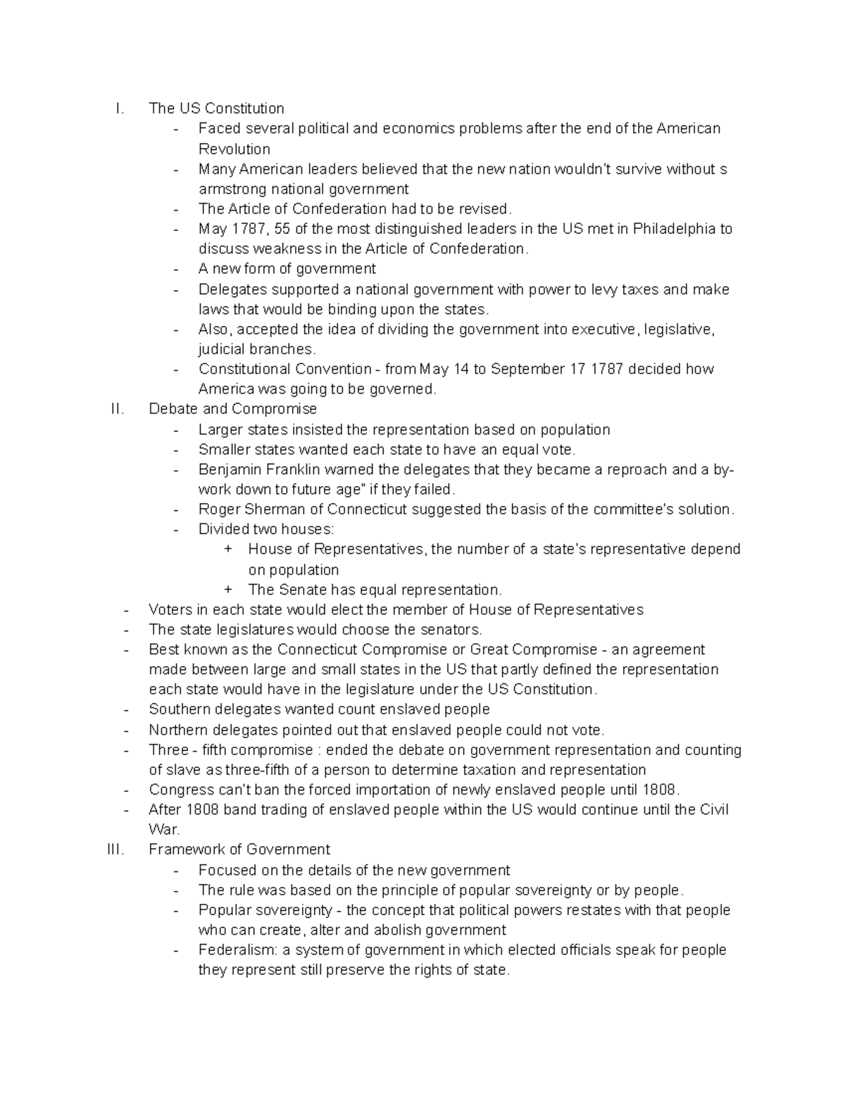 US History - Chapter 1 set 5 Note - I. The US Constitution - Faced ...