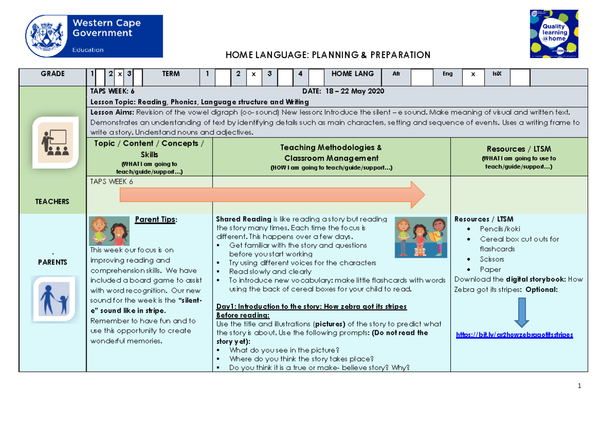 FP Grade 2 English HL LP Term 2 Week 6 - HOME LANGUAGE: PLANNING ...