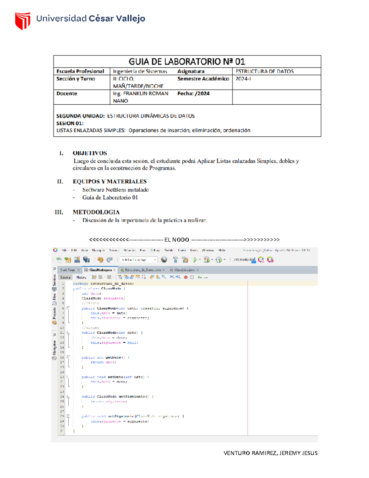 Lista Enlazada Simple Sesión 1